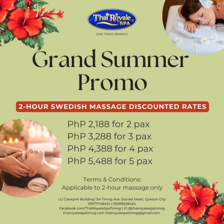 Thai Royale Massage Spa Timog, Tomas Morato, Diliman QC Services